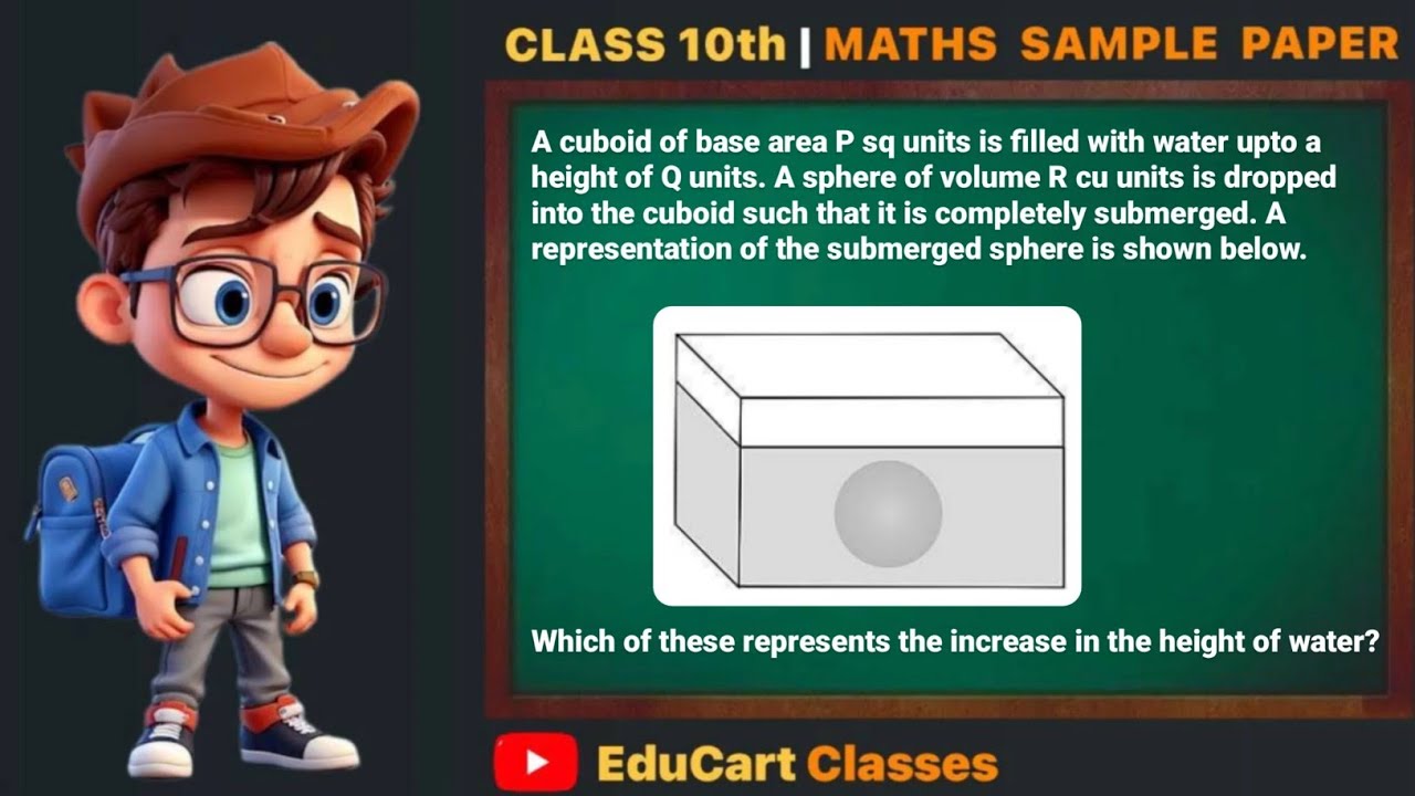 A cuboid of base area P sq units is filled with water upto a height of ...
