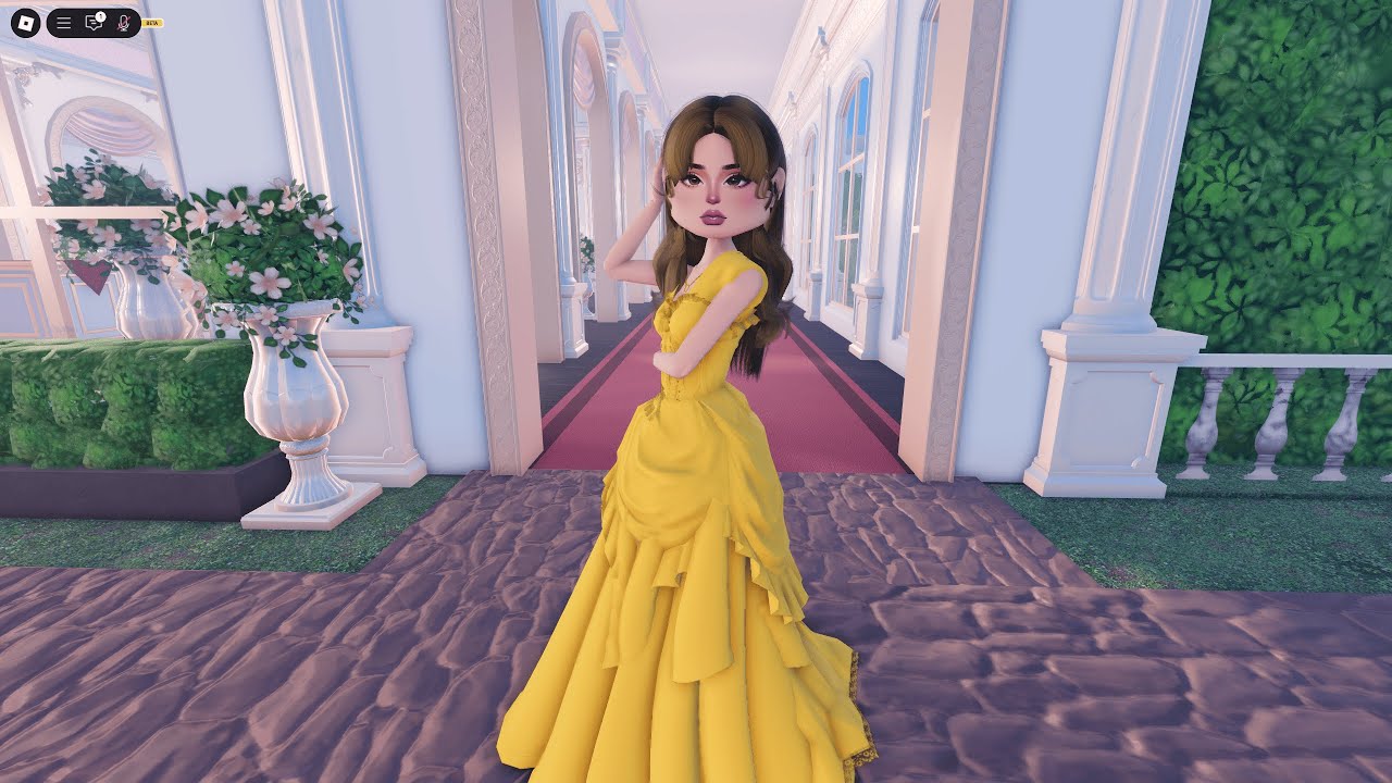 Look Like Live-Action Belle in Dress to Impress 💛🌹 Full Tutorial - YouTube