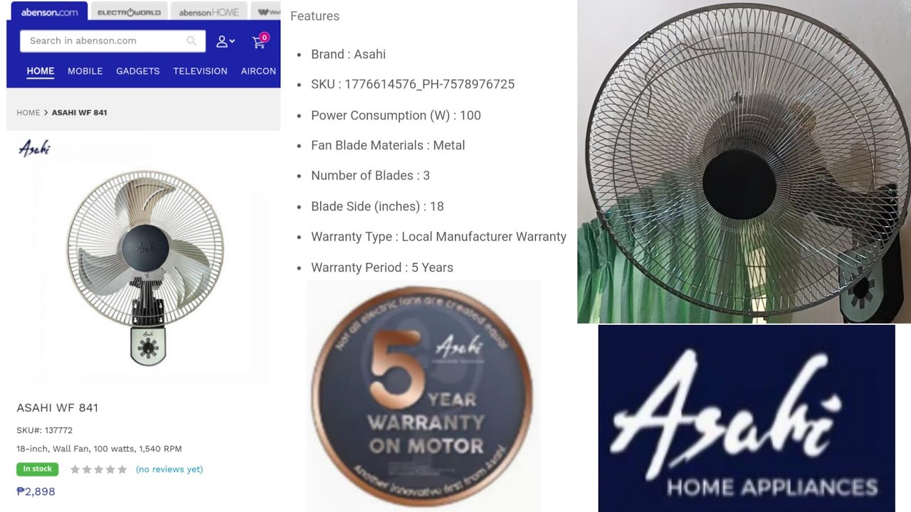 Asahi Industrial Wall Fan WF-841 2,898 PHP from Abenson Unboxing ...