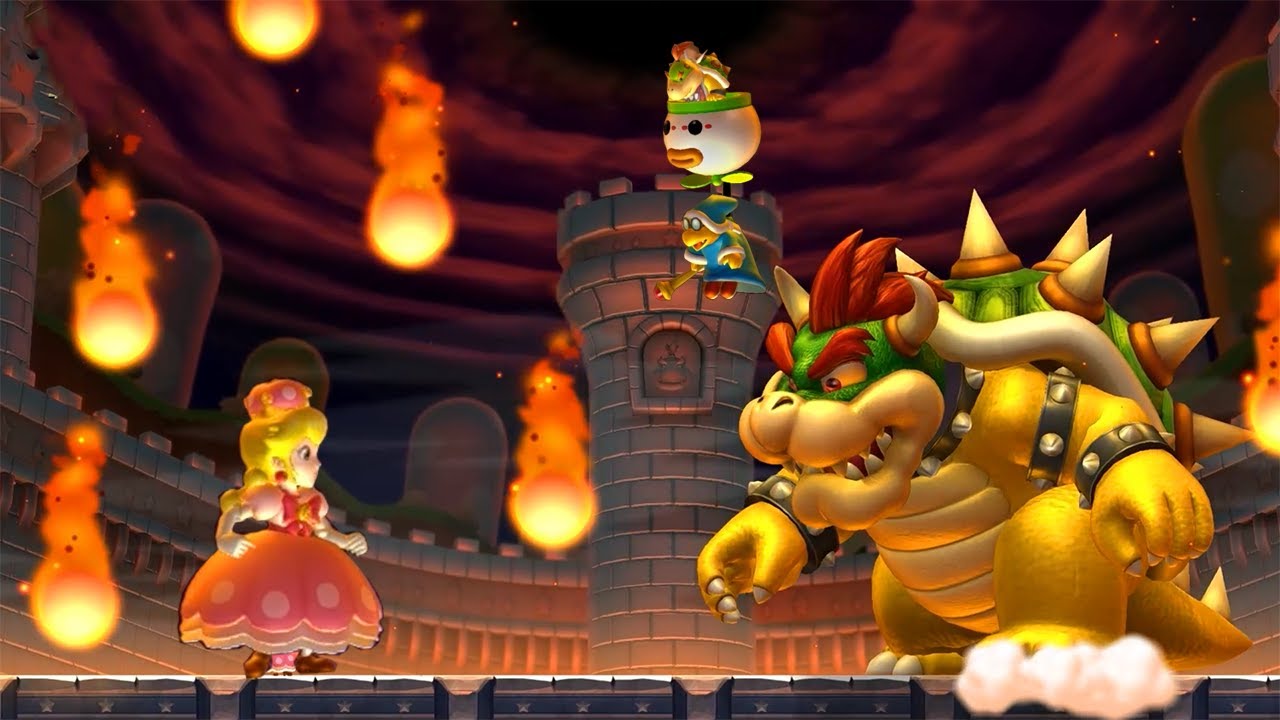 New Super Mario Bros U Deluxe - All Bowser Father and Son Battles - YouTube