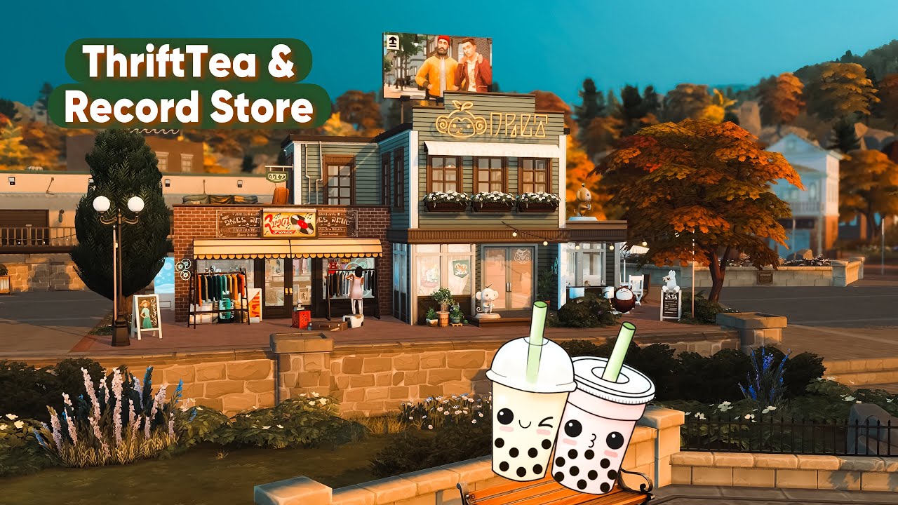 ThriftTea & Record Store | The Sims 4 Speed Build - YouTube