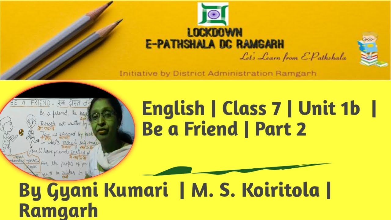 English | Class 7 | Unit 1b | Be a Friend | (Poem) | Part 2 - YouTube