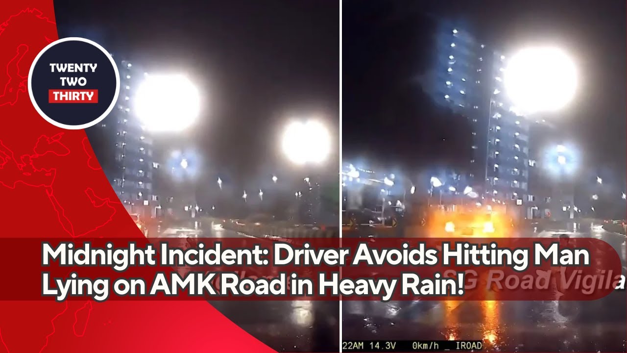 Shocking Midnight Incident: Driver Narrowly Avoids Hitting Man Lying on ...