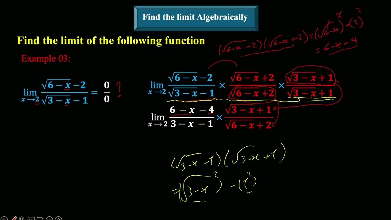 Find Limit Algebraically Radical Function - YouTube