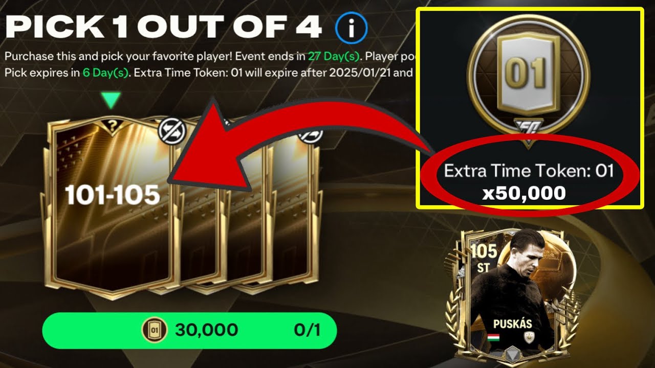 HOW TO GET EXTRA TIME TOKENS: 01 EASILY AND OPEN 101-105 OVR 30K TOKEN ...