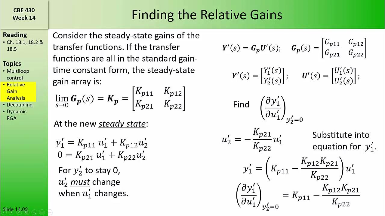 CBE 430 Week 14 03 Relative gain array - YouTube