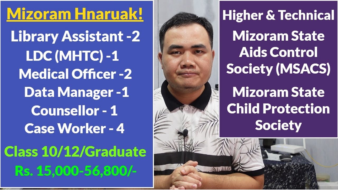 Mizoram Hnaruak! LDC/Library Assistant/Case Worker/Counsellor/Data Manager | Class 8/10/12 ...