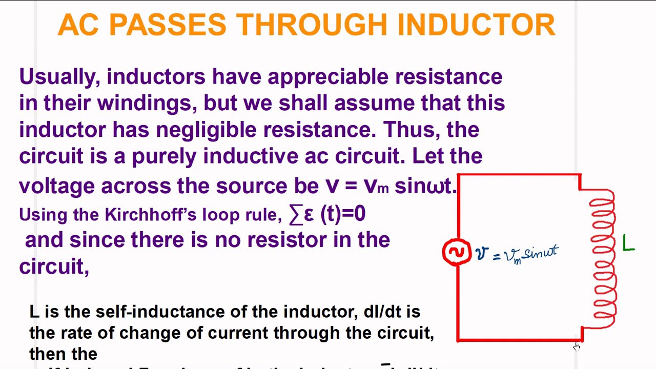 AC PASSES THROUGH INDUCTOR GRAPH AND PHASOR DIAGRAM - YouTube