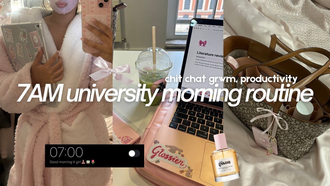 7AM UNI Morning routine🧖🏼‍♀️🎀| chit chat GRWM + realistic routine ...