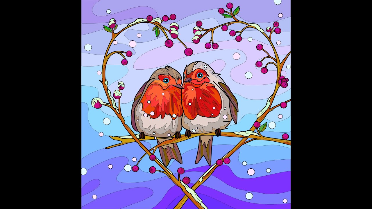 Hey Color Paint by Numbers app Color with me Love Brids #snow #coloring ...