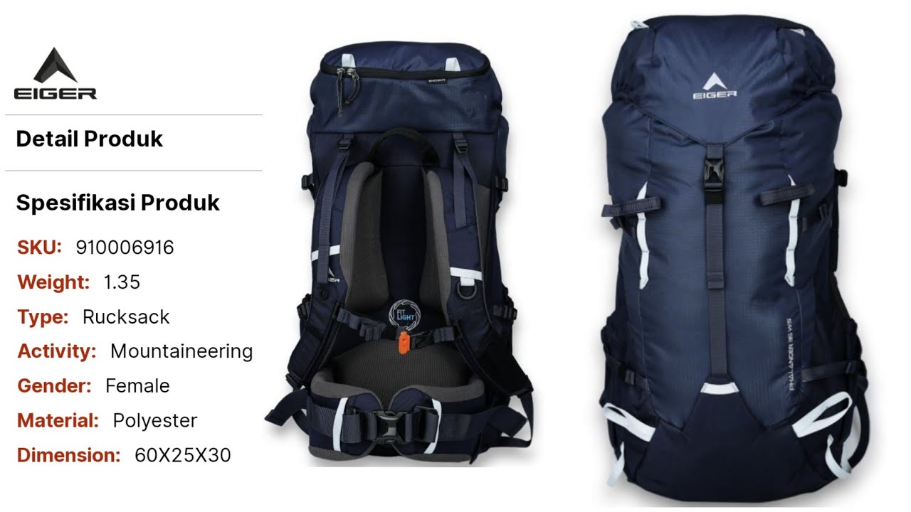 CARRIER EIGER PHALANGER 35L WS NAVY || SKU#: 910006916 || RUCKSACK ...