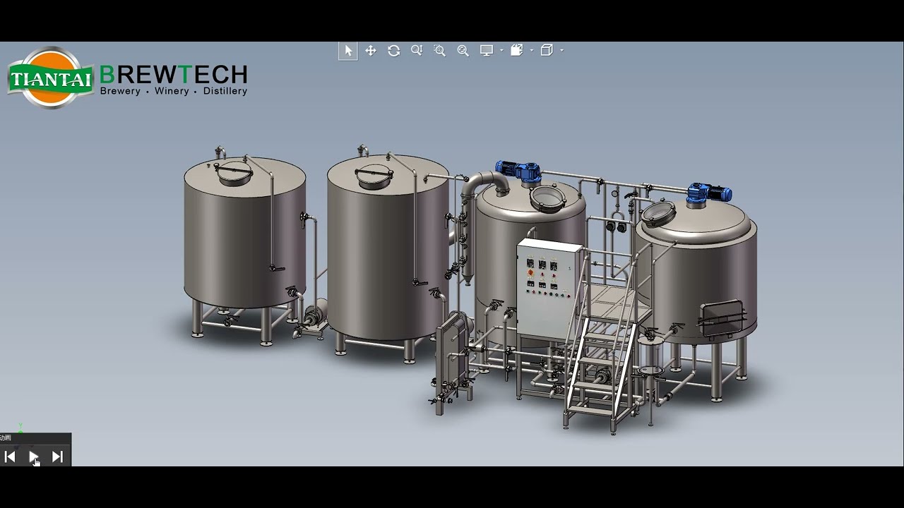 3D Video -Tiantai 1000l 2 Vessel Brewhouse Beer Brewery Equipment - YouTube