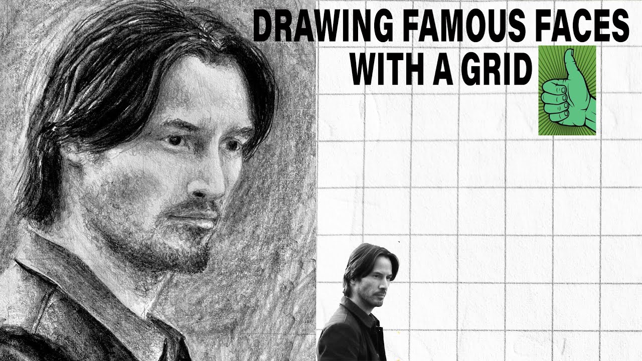 Portrait Drawing Tutorial for Beginners-Grid Method- Keanu Reeves - YouTube