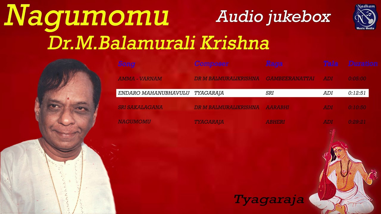 Nagumomu | DR M Balamuralikrishna | Carnatic classical | Live concert ...
