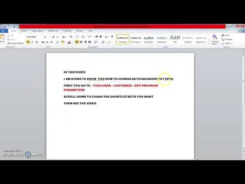 HOW TO CHANGE AUTOCAD SHORTCUT KEYS - YouTube