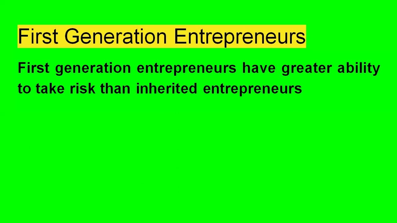 Project Management and Entrepreneurship First Generation Entrepreneurs ...