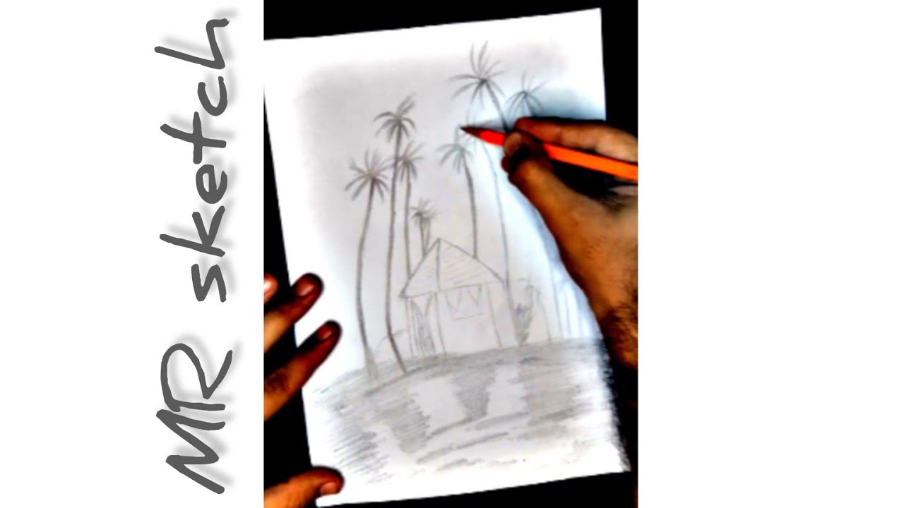 How to draw hut sketch | hut sketch drawing | hut drawing simple | hut ...