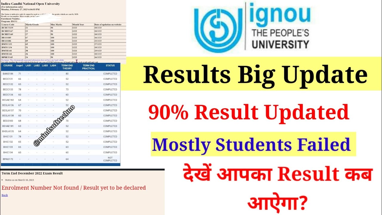 IGNOU Result आ गया 🔥 90% Result Update 😱 Mostly Students Fail ! 😱 जाने ...