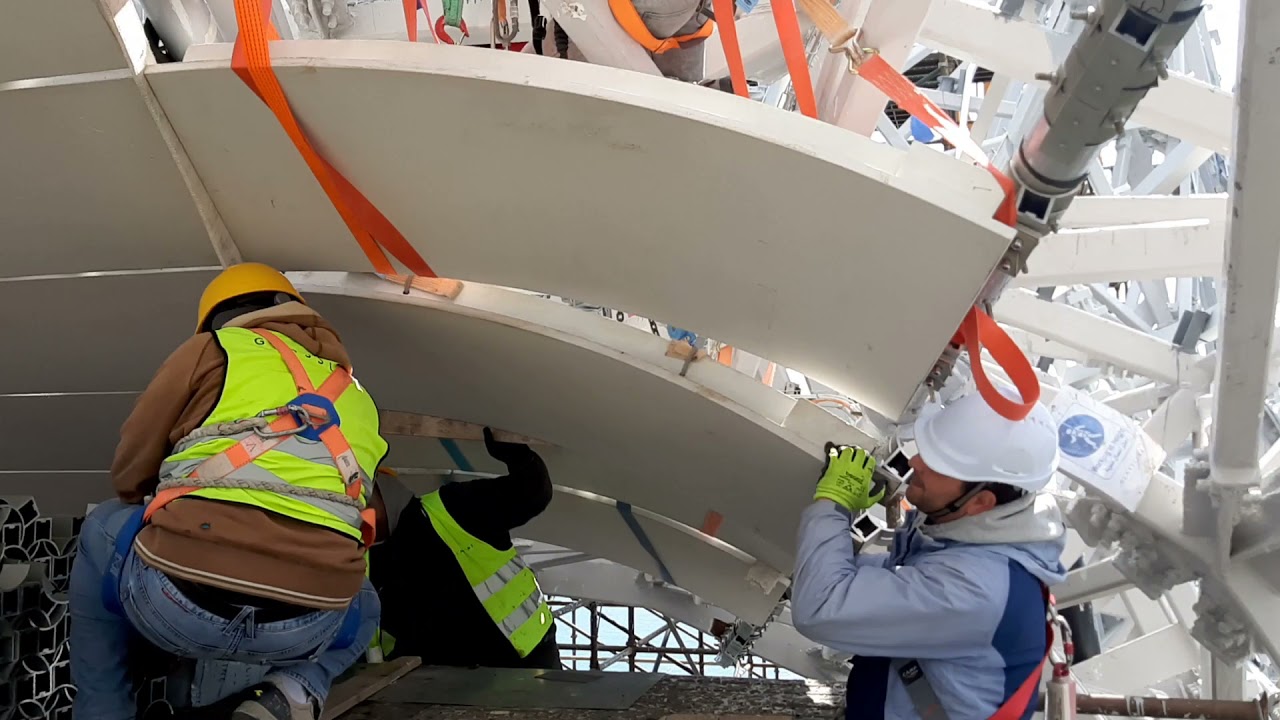 GRC INSTALLATION ON THE CROWN OF ONE TOWER LIMASSOL CYPRUS - YouTube