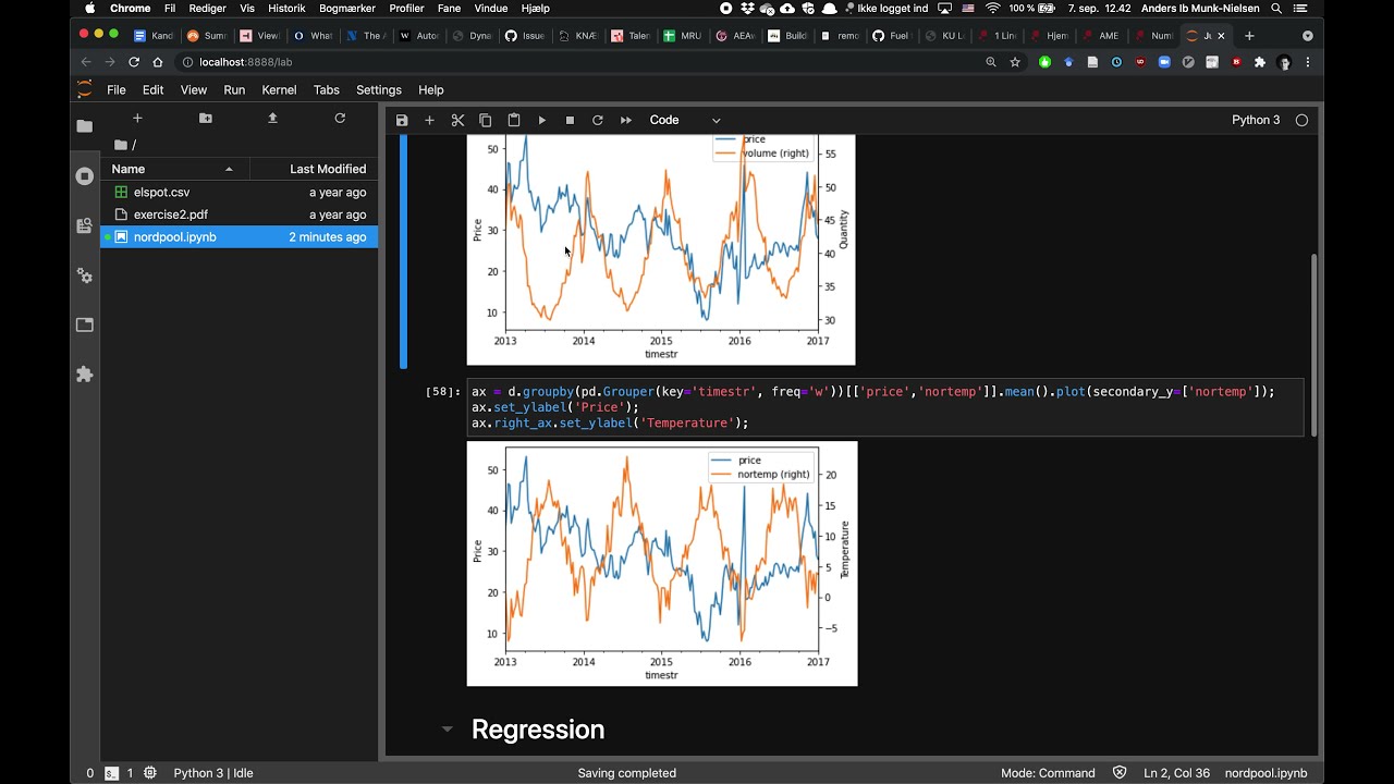 OLS with numpy in python: Nordpool example - YouTube