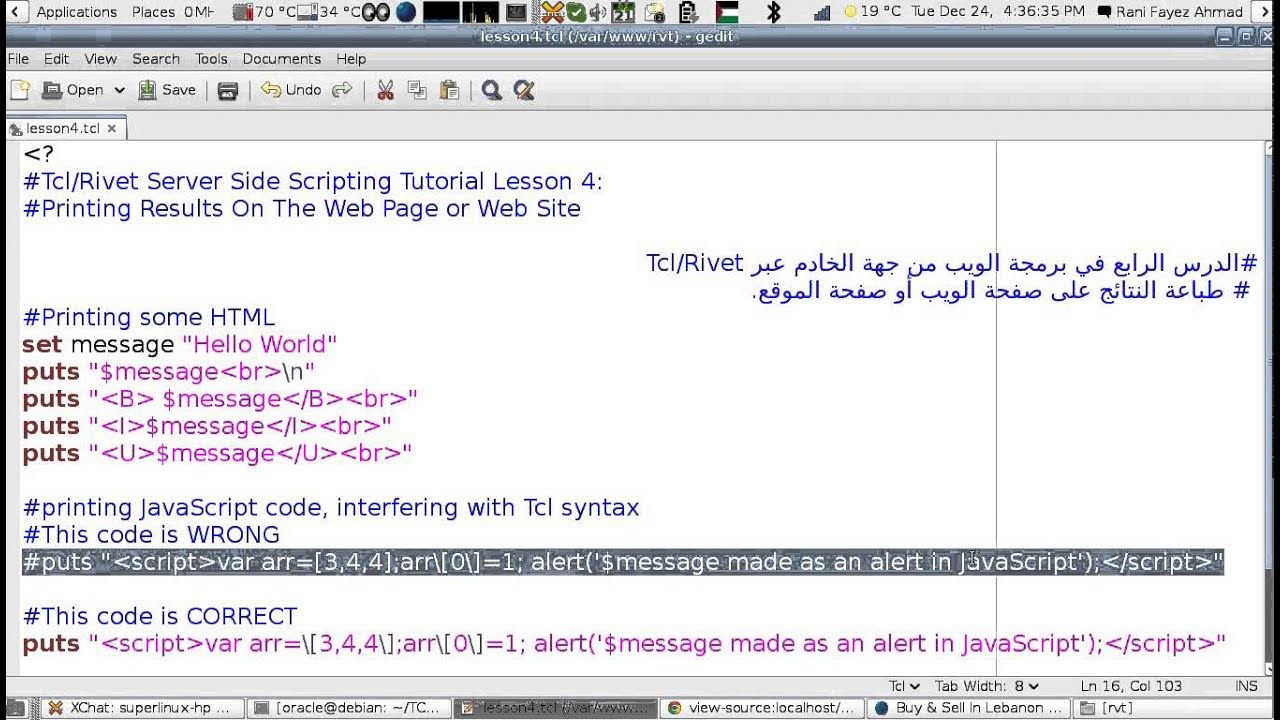 Tcl/Rivet Server Side Scripting Tutorial Lesson 4:Printing Results On The Web Site (English ...