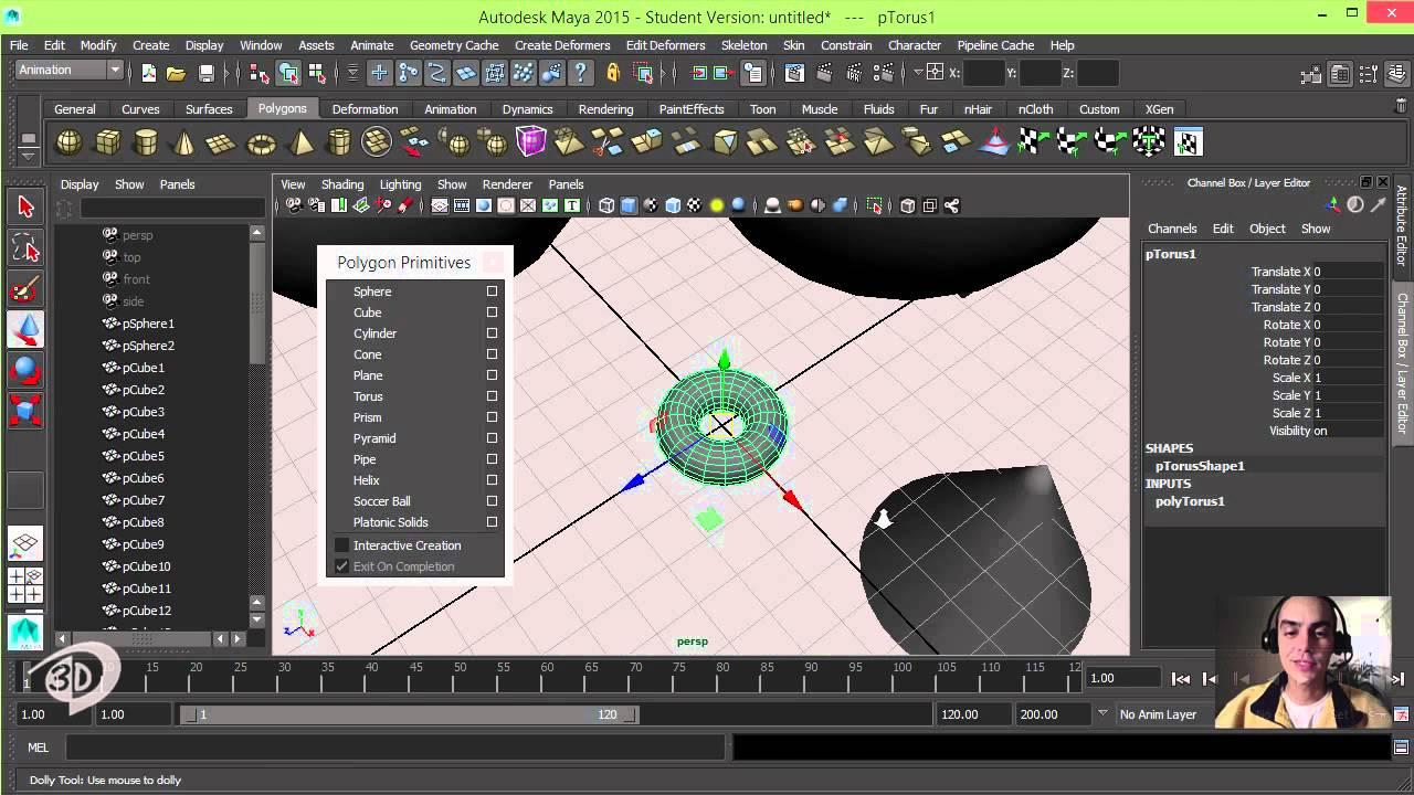 06 - Modelagem 1de2 - Primitives - Curso 3D Basico - Maya - YouTube