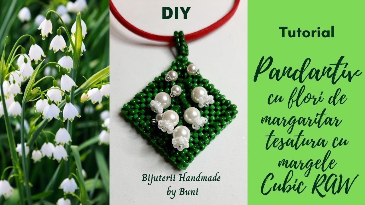 DIY Pandantiv margele cu Flori de Margaritar cu tehnica CRAW /beaded ...
