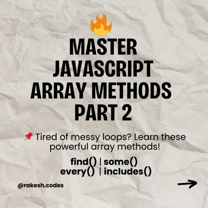 🔥 Master JavaScript Array Methods– Day 2 of #100DaysOfCode #JavaScript #RakeshCodes # ...