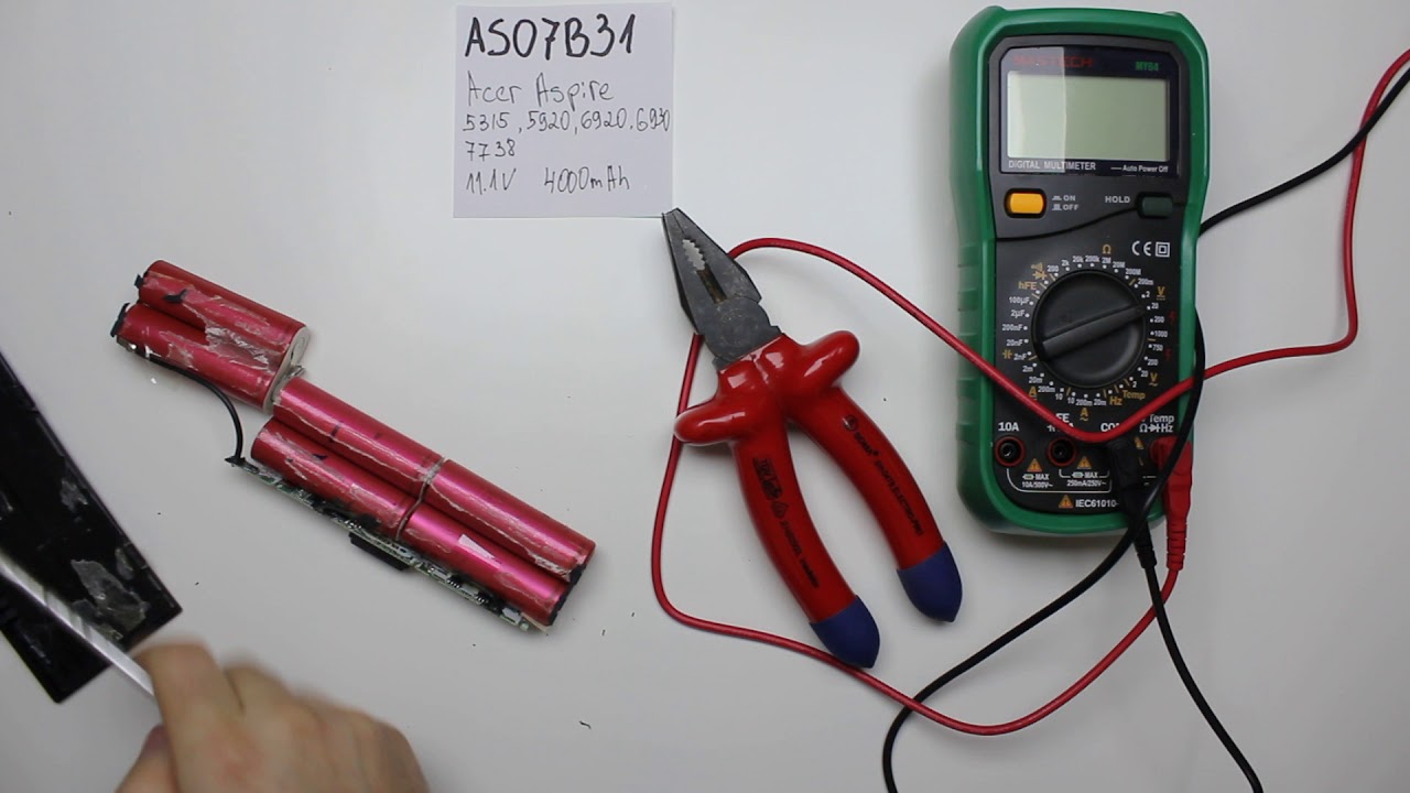 AS07B31 Acer Laptop Battery Teardown - 6x UR18650Y Sanyo 18650 Cells ...