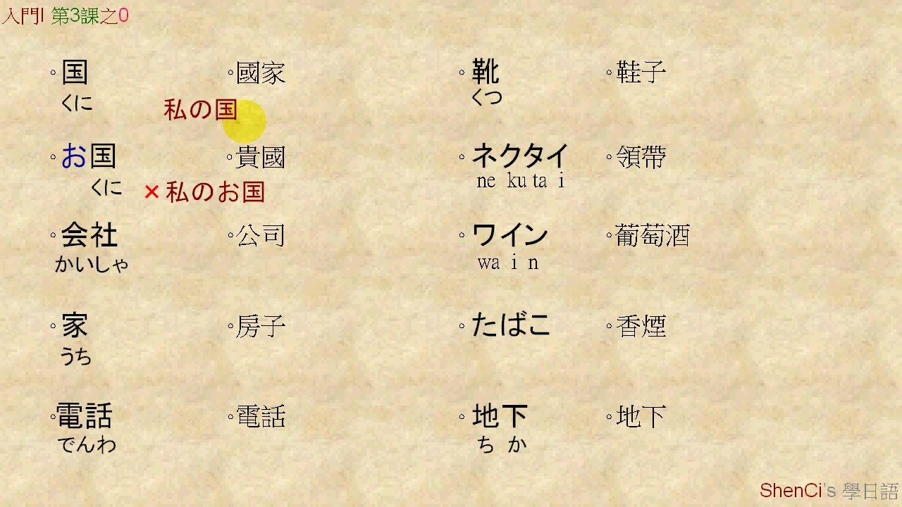 【學日語】入門i 第3課之0 「單字」 Youtube