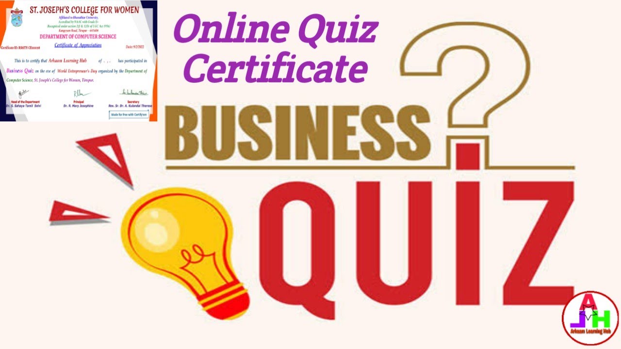 Business Quiz | World Entrepreneur's Day Celebration | Online Quiz ...