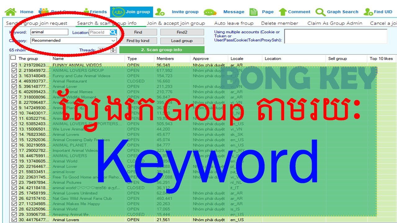 របៀបScan Facebook groups by keyword using the tool FPlus - YouTube