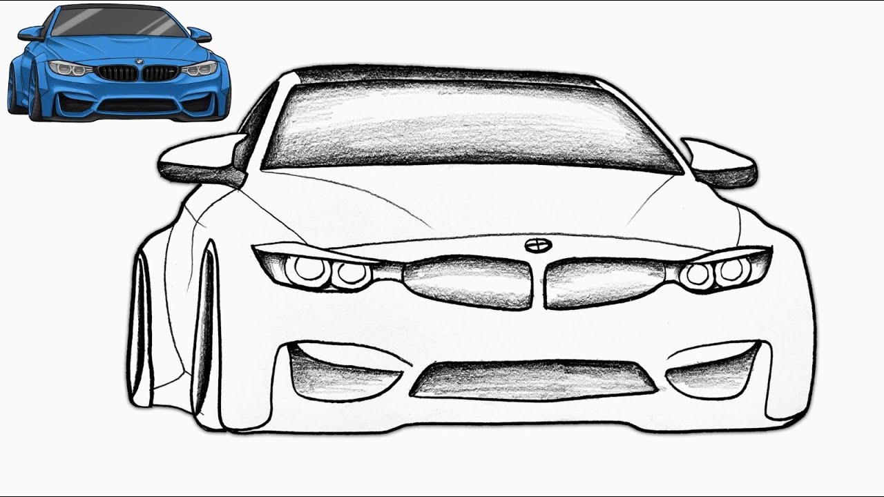 Draw a BMW M4 Step by Step | Realistic Grille & Headlights (Beginner ...