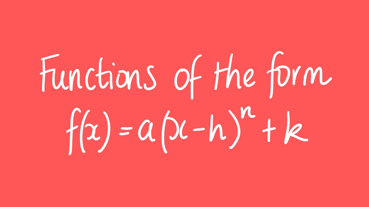 Functions Of The Form F x A x H n K Unit 3 And 4 VCE Maths