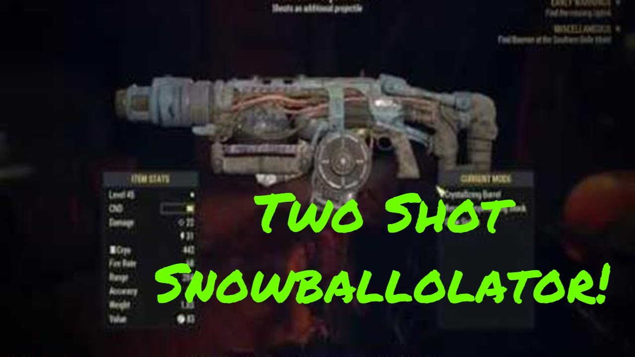 Fallout 76 Two Shot Snowball Cryolator! Snowballs of Doom! - YouTube