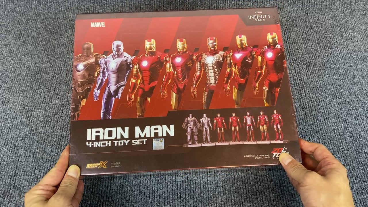 Marvel Iron Man Toy Set ASMR Review: 4-Inch Action Figures Unboxed ...