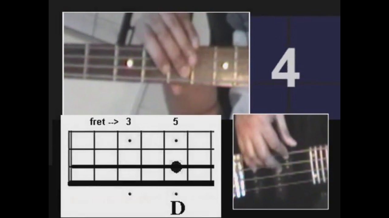 bass notes key of D. D A B G extended version - YouTube