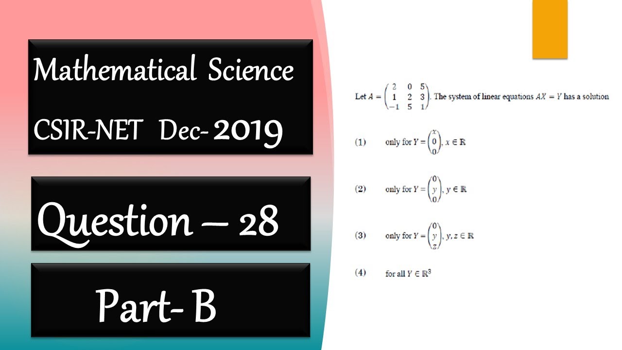 CSIR NET Mathematics Solution Dec 2019 | Question 28|Linear Algebra ...