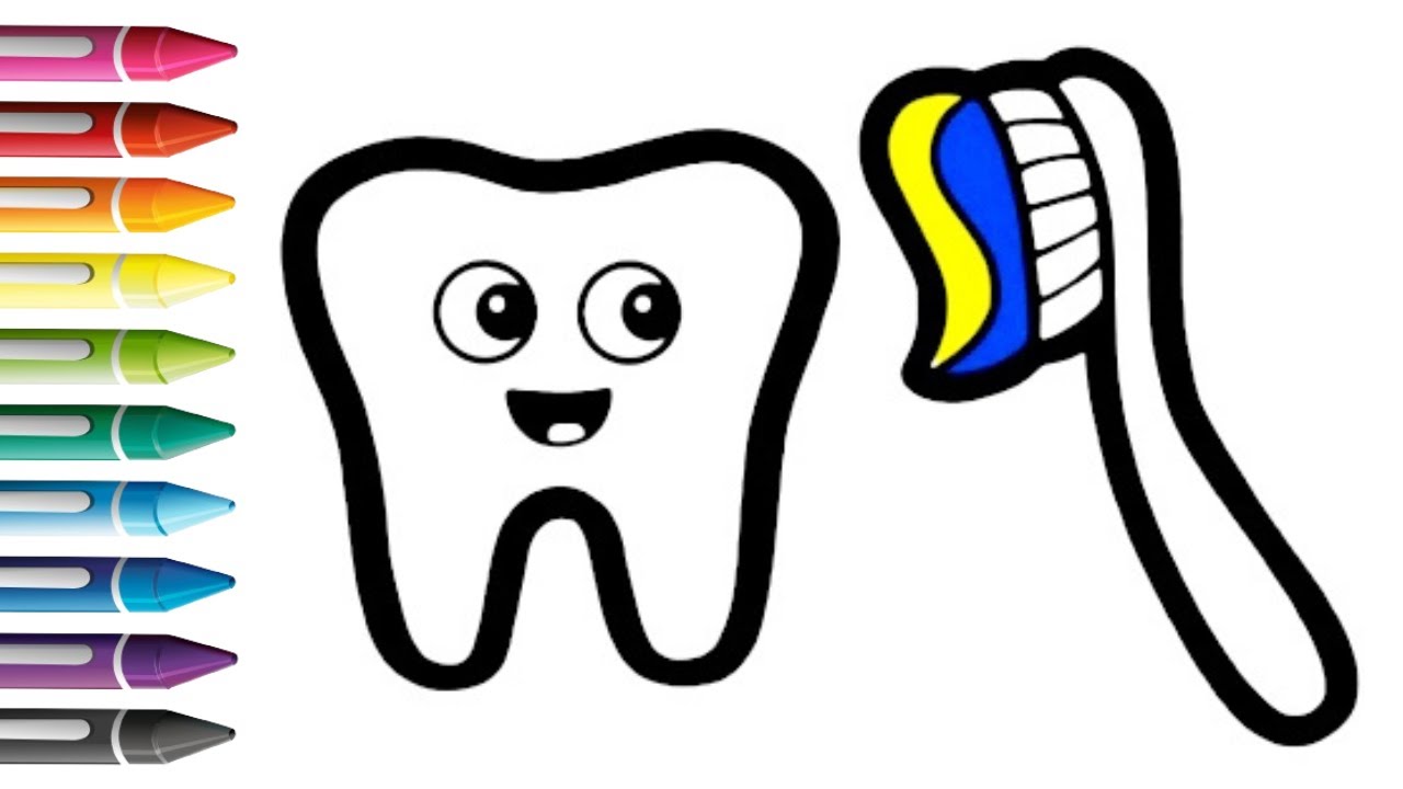 How to draw teeth and toothbrush 🪥 Easy Drawing, Painting and Coloring ...