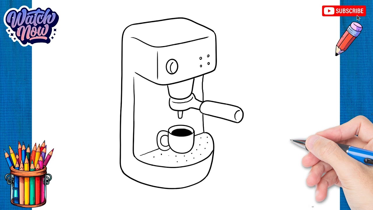 How to draw Coffee Machine - Electronic Devices Drawing - YouTube