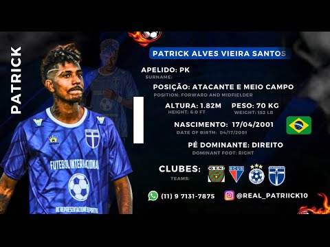 Patrick Alves ⚽️ Atacante - Attacker | Meio Campo - Midfielderl ⚽️ 2023/2024 - YouTube