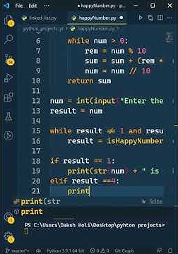 how can we check the number is happy number or not in python !! #Short #python #happynumber ...