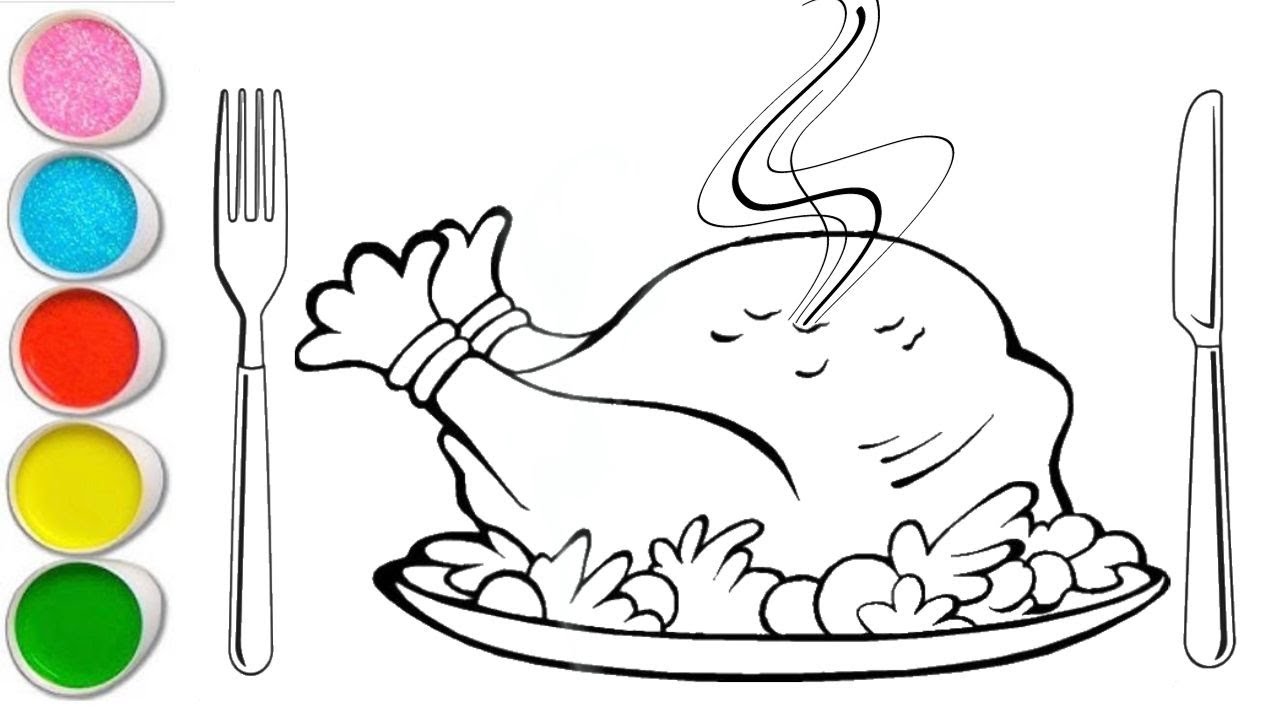 Food Plate Drawing, Painting and Coloring for Kids & Toddlers | Easy ...