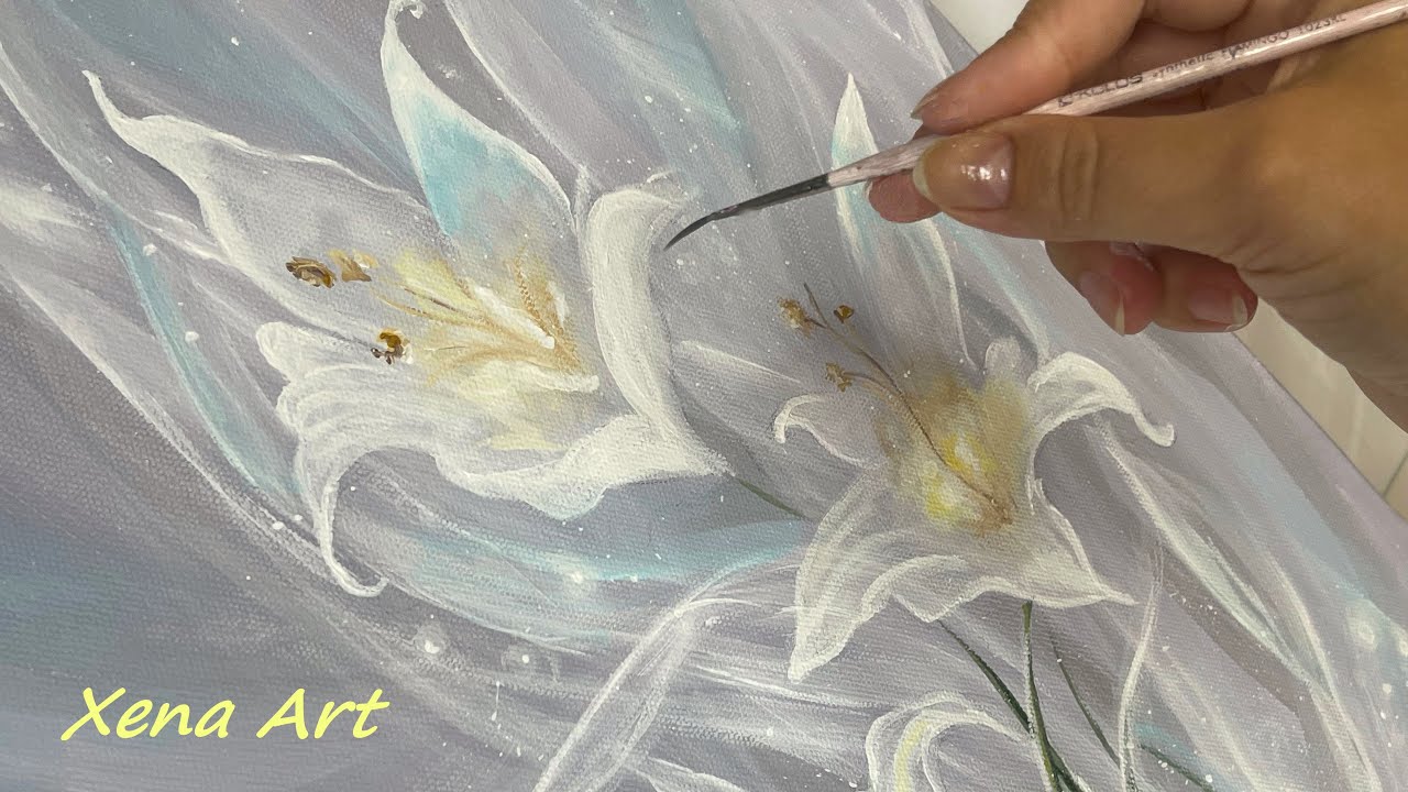 Magical Lilies Flowers / Acrylic Painting Step by Step #231 - YouTube