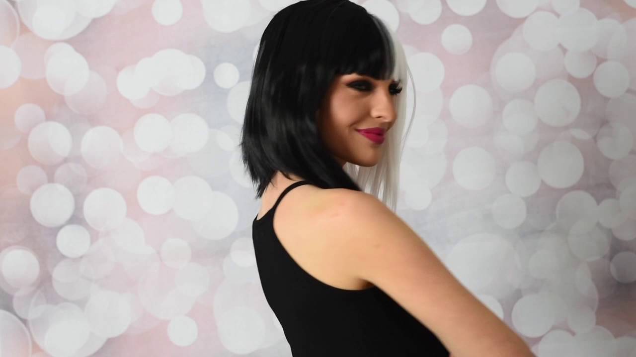 THE WIG OUTET Sia Inspired Black White Bob Costume Wig - YouTube