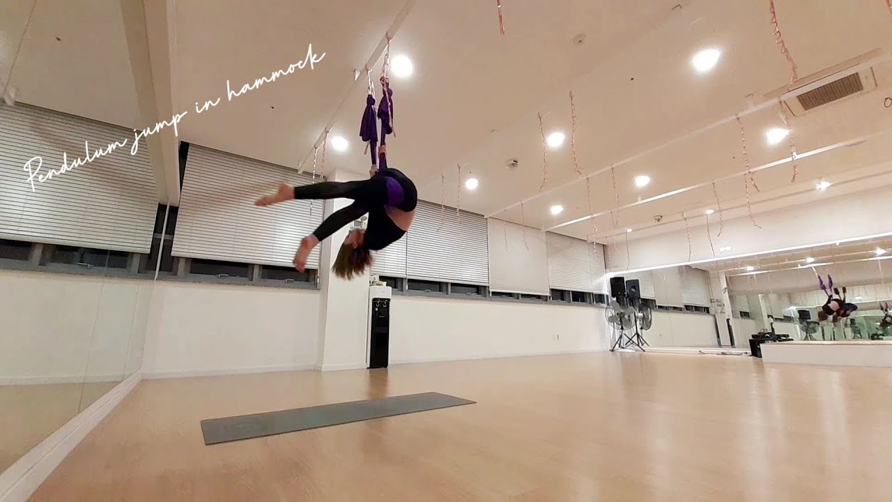 시계추 점프 인 플라잉요가 해먹 설명 Tutorial how to do "pendulum jump" in flying yoga ...