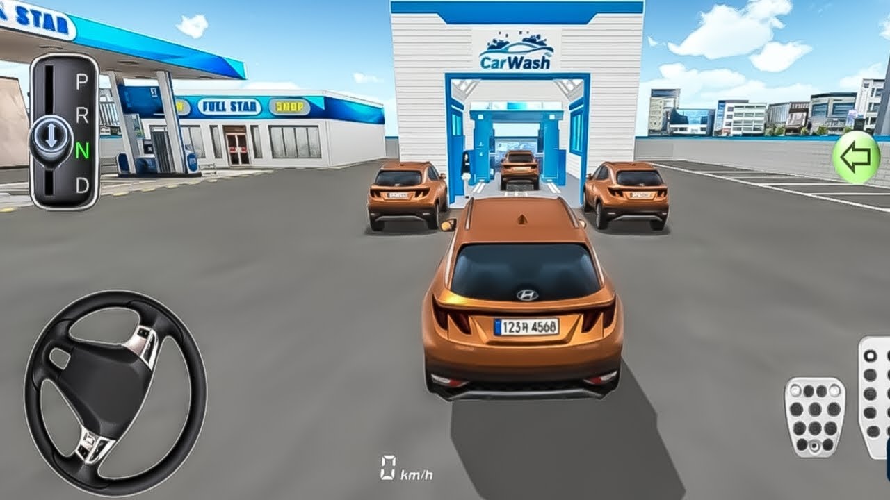 Driving an Orange Hyundai SUV to the Gas Station & Car Wash Driving ...