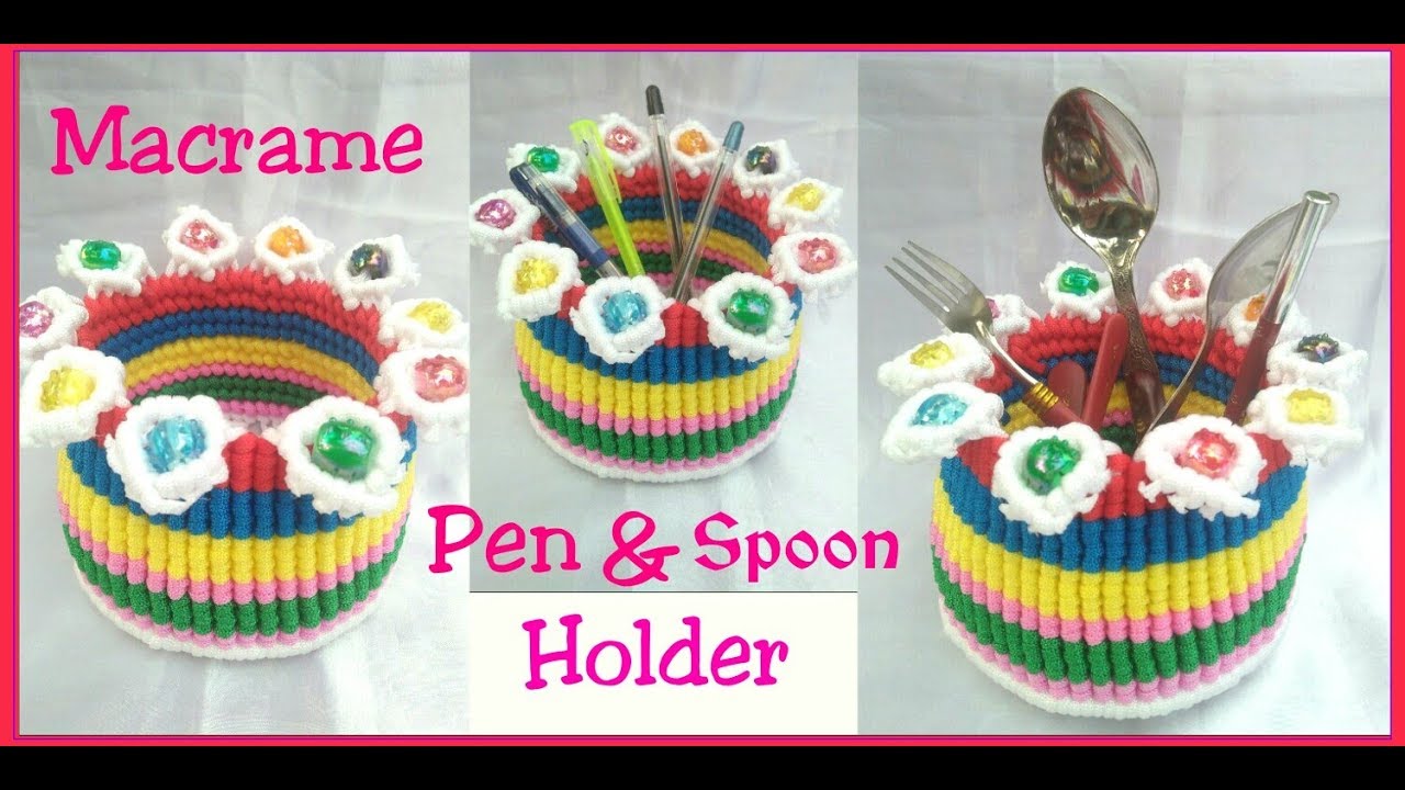 DIY Wastage Macrame Pen / Pencil / Spoon Holder simple Tutorial in ...