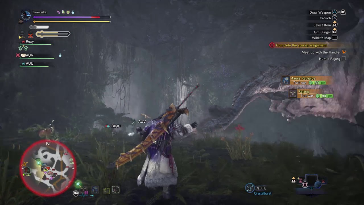 Mhw Iceborne Azur rathalos vs Rajang turf war - YouTube