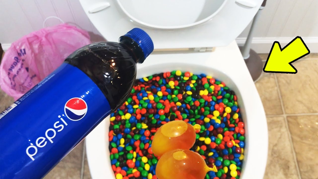 Will it Flush? - M&Ms, Pepsi, and Mirinda Balloons - YouTube